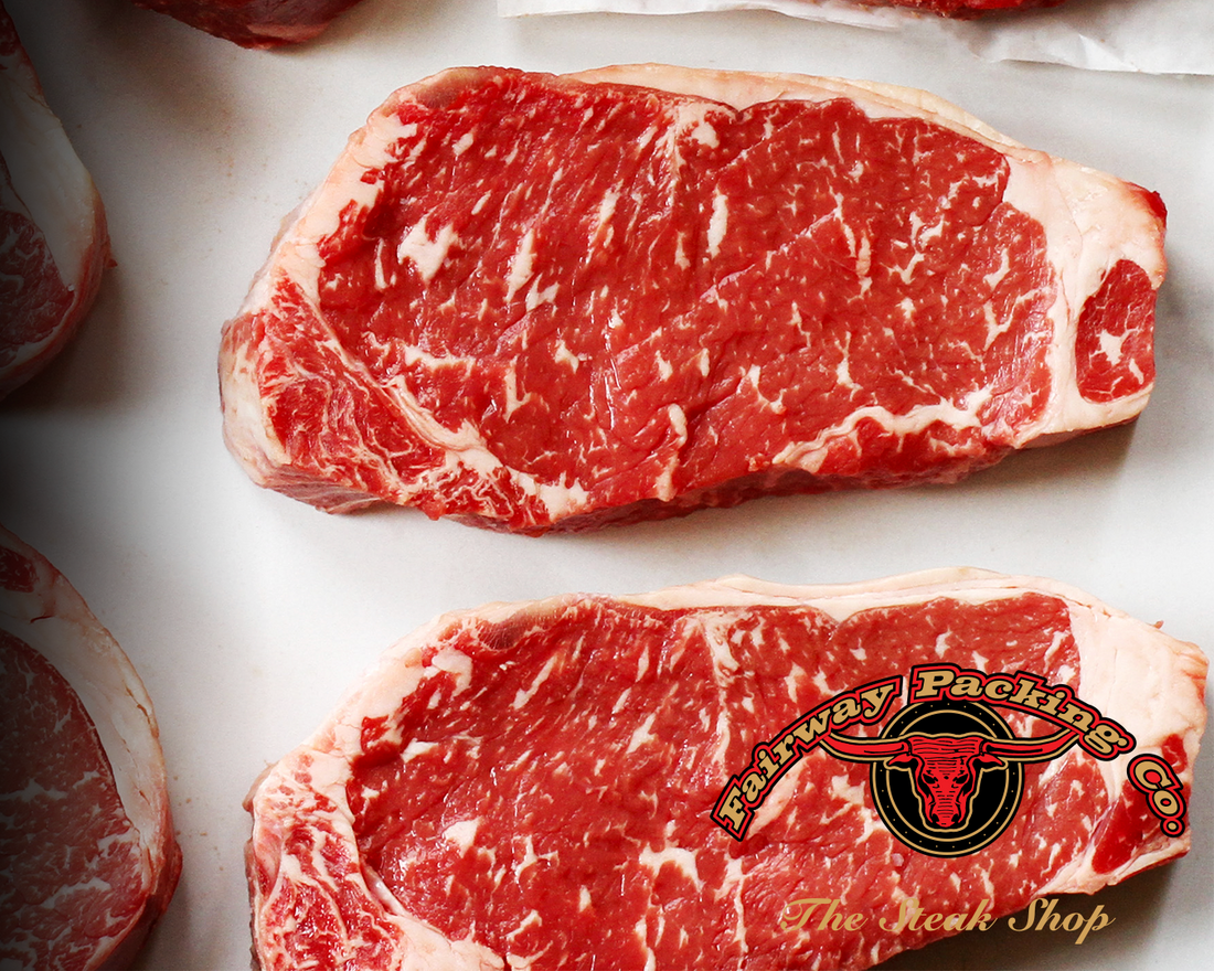 Dry-Aged USDA Prime Beef Boneless NY Strip Steak — Fairway Packing ...